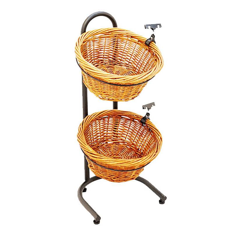 Mobile Merchandisers® K1430/2 2-Tier Floor Stand with Baskets | Wasserstrom