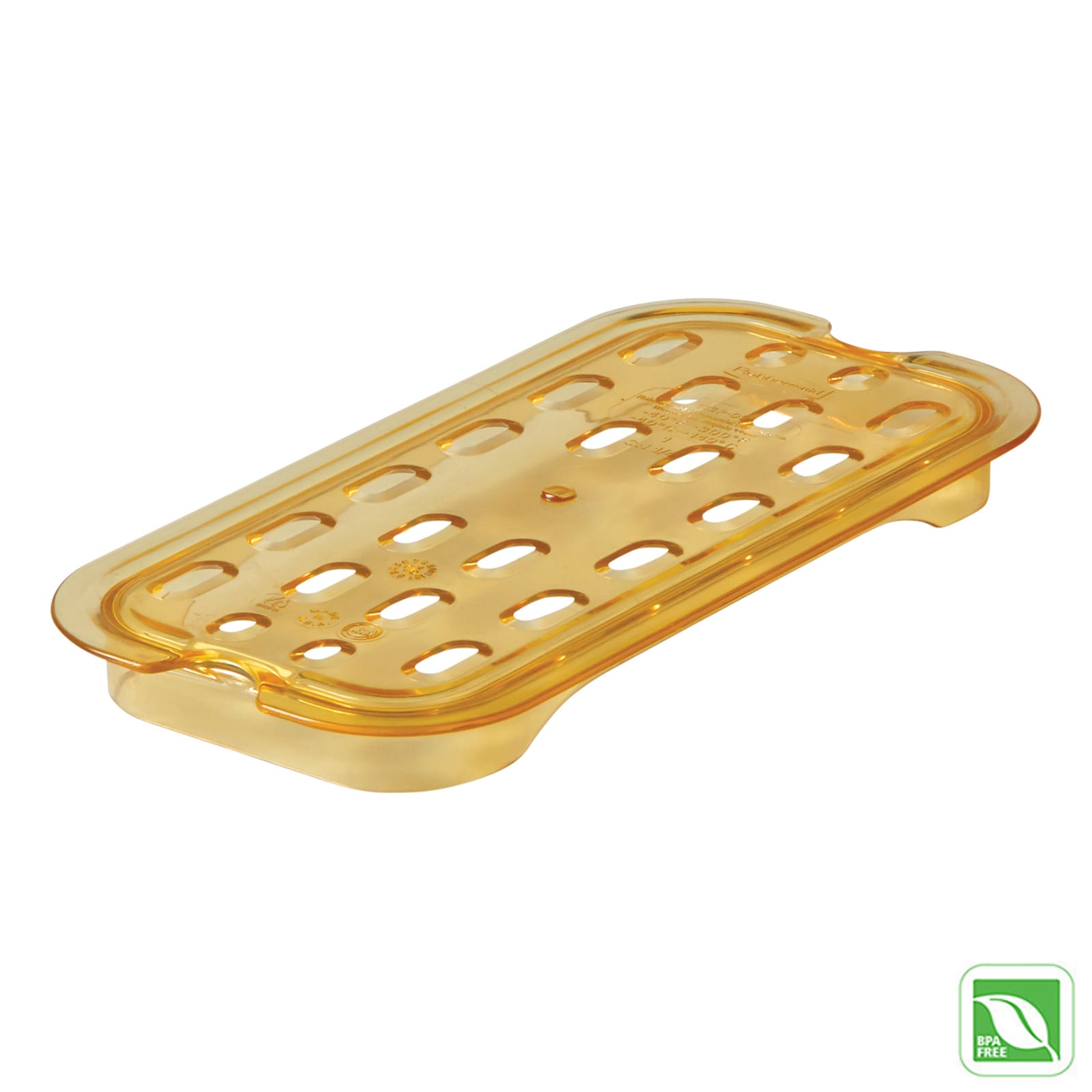 Rubbermaid® FG113P00AMBR Amber Fourth Size Hot Food Pan Drain Tray ...