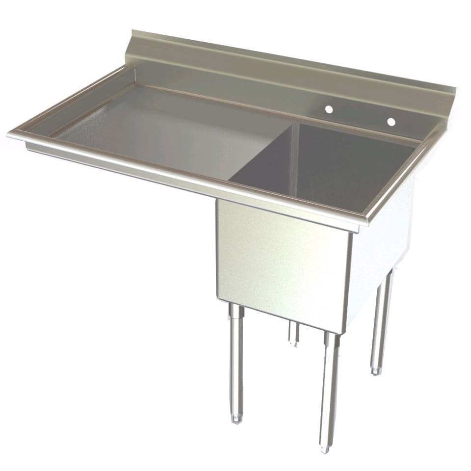 Aero S/S 1-Bowl Deluxe Sink, 20" x 20", w/ left drainboard | Wasserstrom