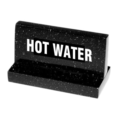 Gourmet Display® Black "HOT WATER" Serving Stone Signage | Wasserstrom