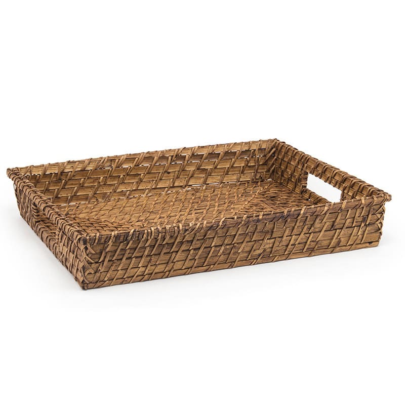 FOH® BPT018BRW22 Brown 14.5" Rattan Tray | Wasserstrom