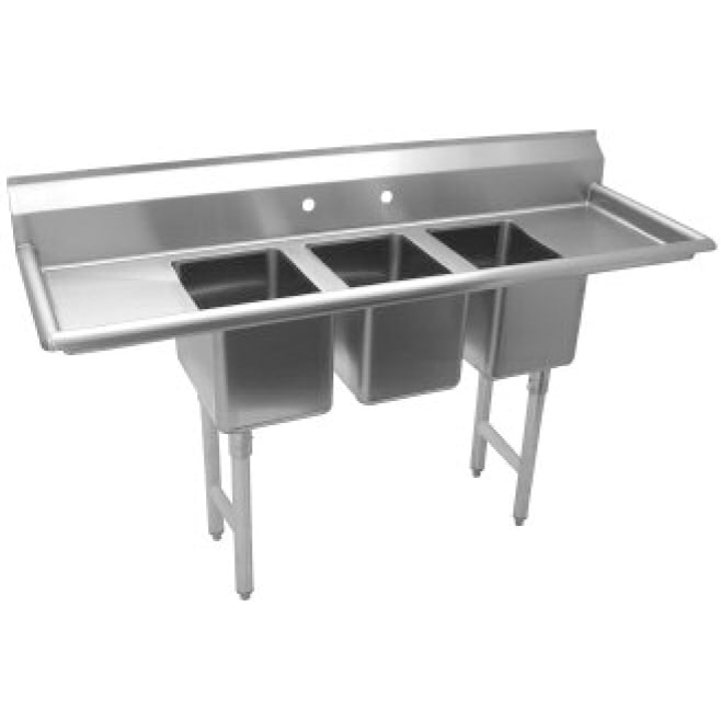 Convenience Store 14in. x 16in. x 70in. 3 Compartment Sink, K7-CS-29-X ...