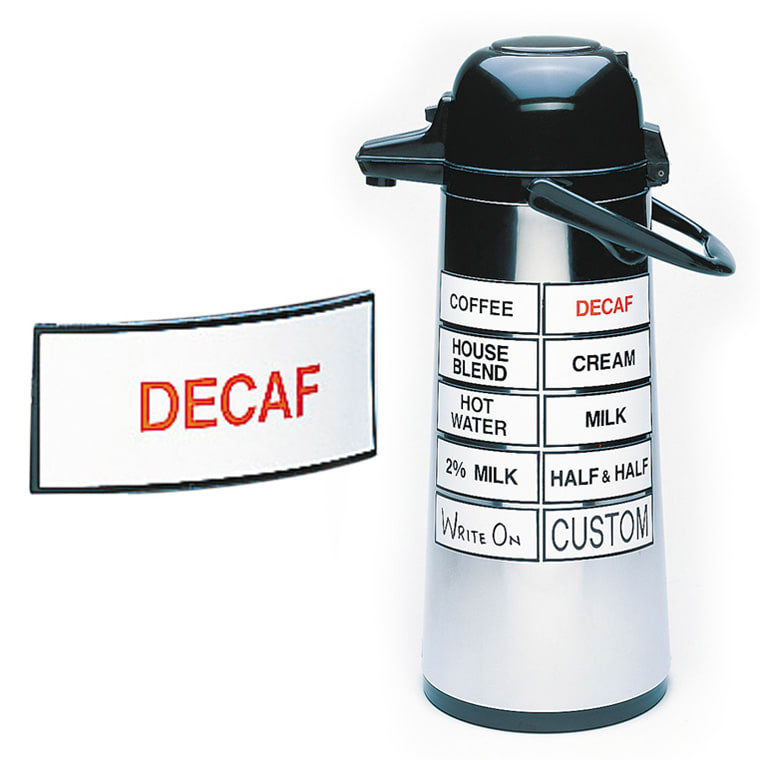 Cal-Mil 338-DECAF "DECAF" Magnet Sign for Airpot - 12 / CS | Wasserstrom