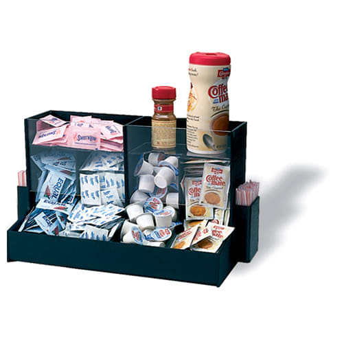 4-Part Condiment Holder, Black, 17.5 x 10" x 7-3/4" | Wasserstrom