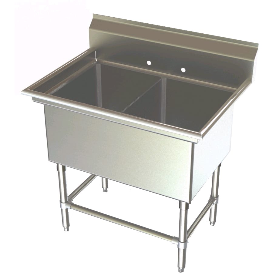 Aero S/S Economy 2-Bowl Sink, No Drain, 21" x 27" | Wasserstrom