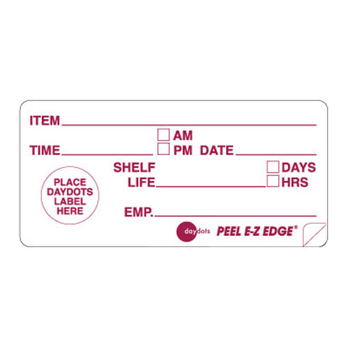 DayDots 10222-00-11 4" x 2" Peel E-Z Shelf Life Label - 500 / RL ...