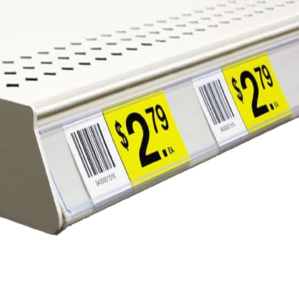 Clear Clip-On Shelf Channel Label Holder, 1-1/4" x 48" | Wasserstrom