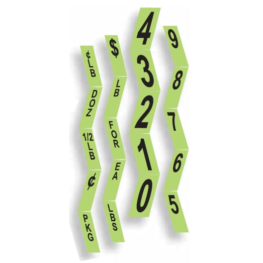 Green Strip of Numbers 0-9 Number Set | Wasserstrom