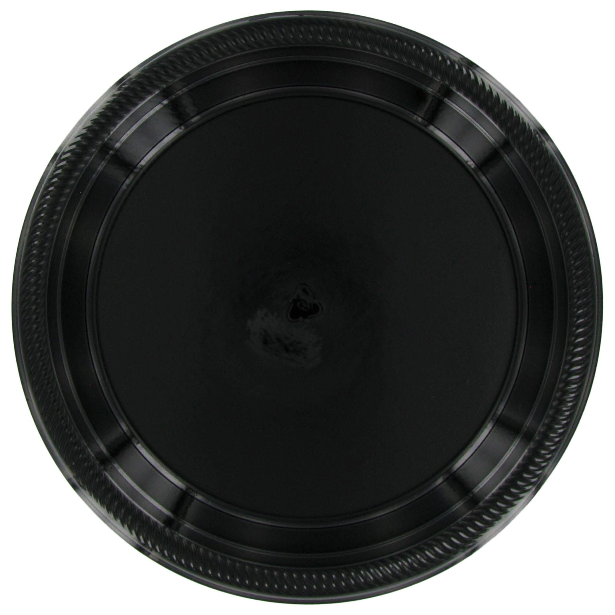 Pactiv YMI9E Black 9" Plastic Plate - 400 / CS | Wasserstrom