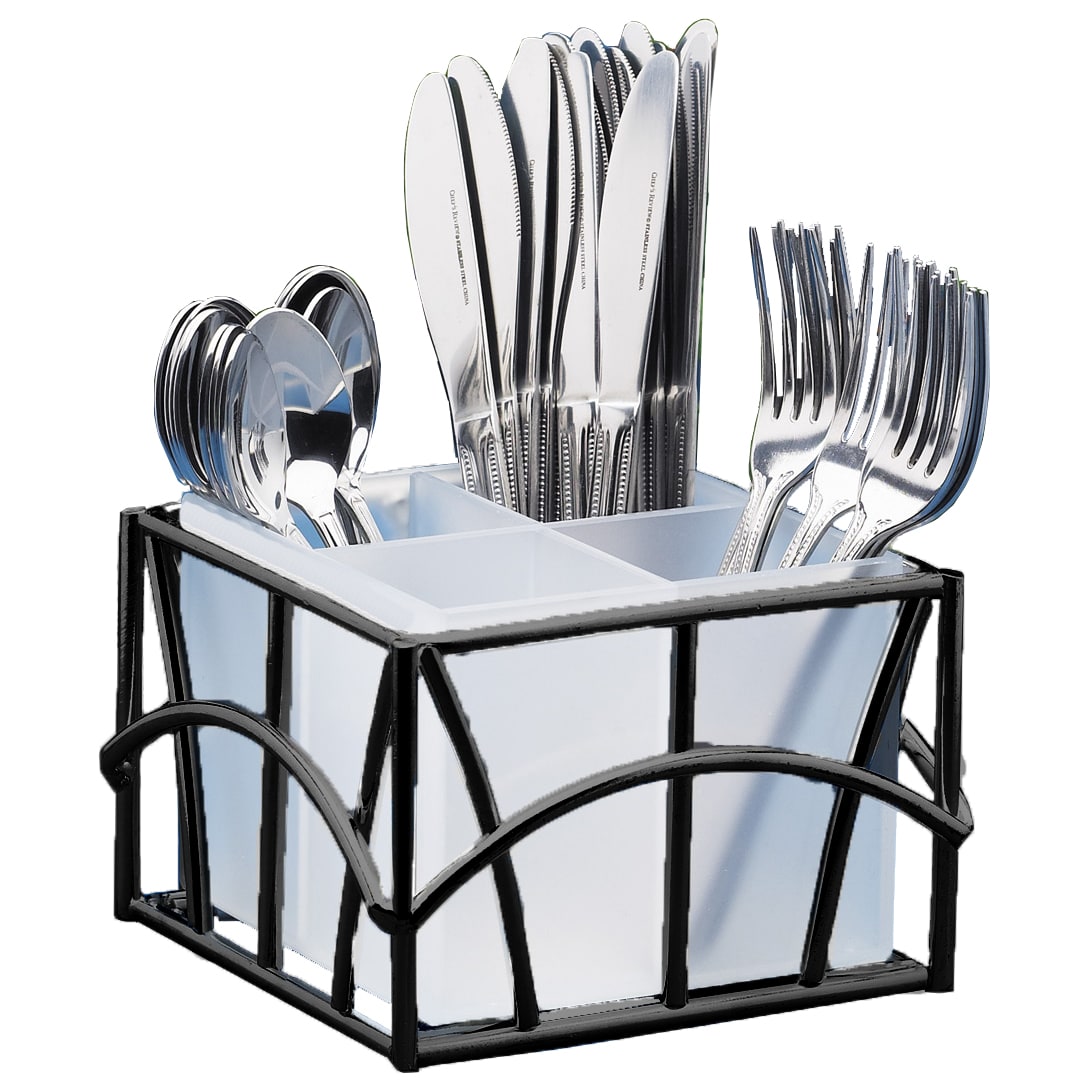 Cal-Mil 587-13 Sunrise Black Wire Cutlery Holder w/ 4-Comp Holder ...