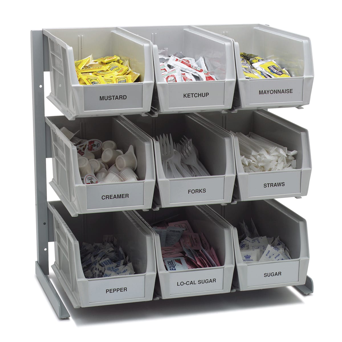 Carlisle 381109LG Grey Packet Rack 9-Bin Holder | Wasserstrom