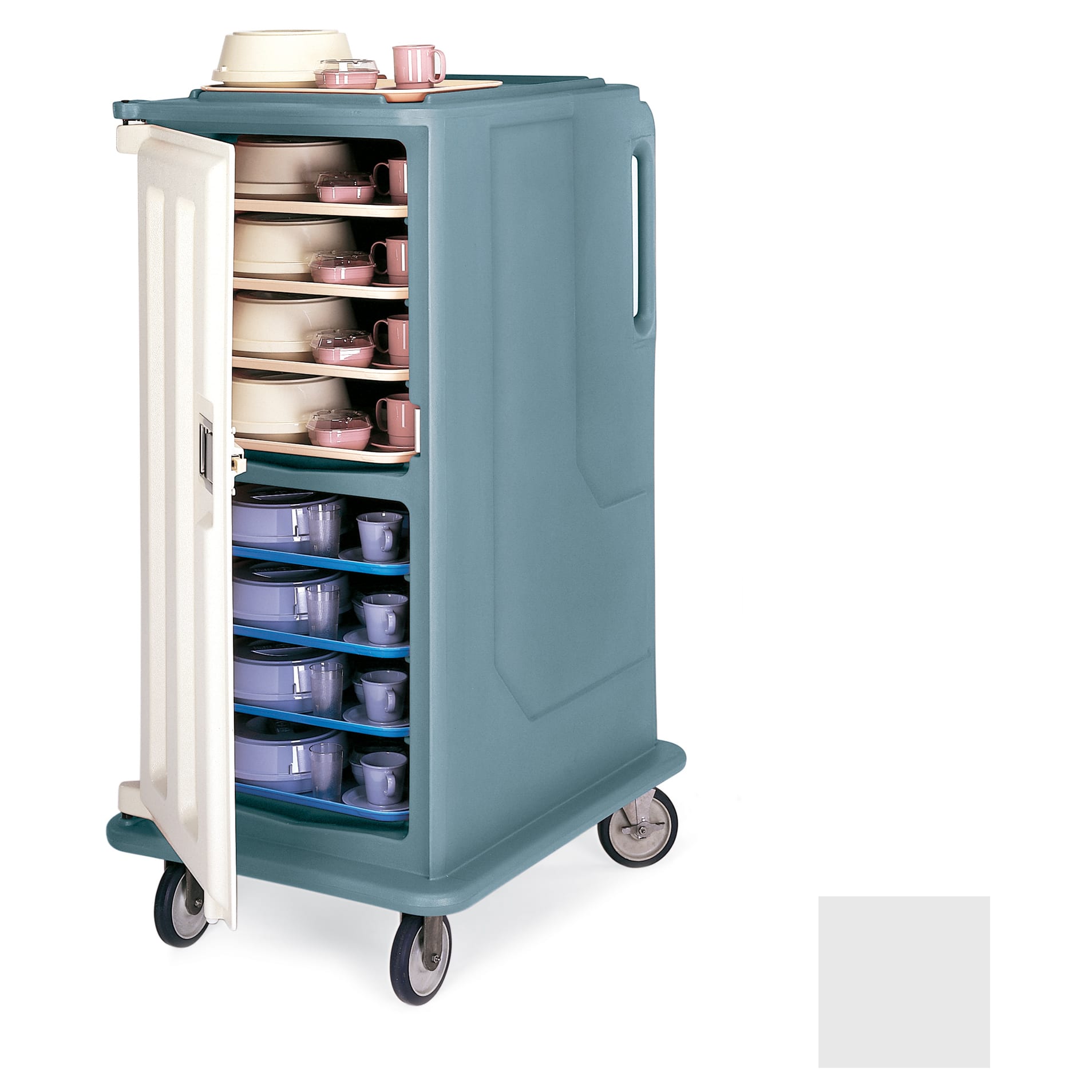 Cambro MDC1520T16180 Lt Gray 2-Comp. 15" x 20" Meal Tray Delivery Cart ...