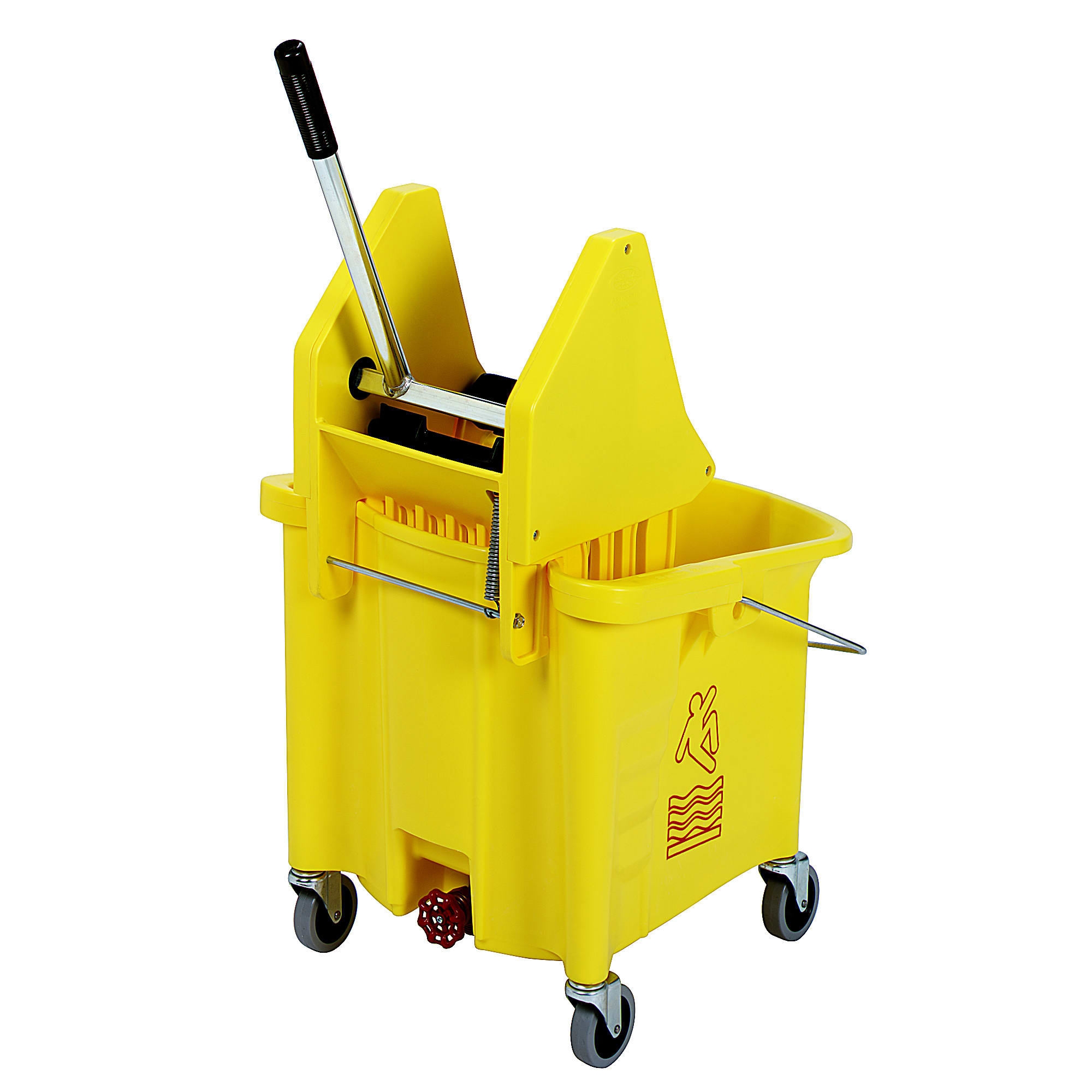 Continental 336-37YW Yellow 35 qt Down Press Combo Mop Bucket | Wasserstrom
