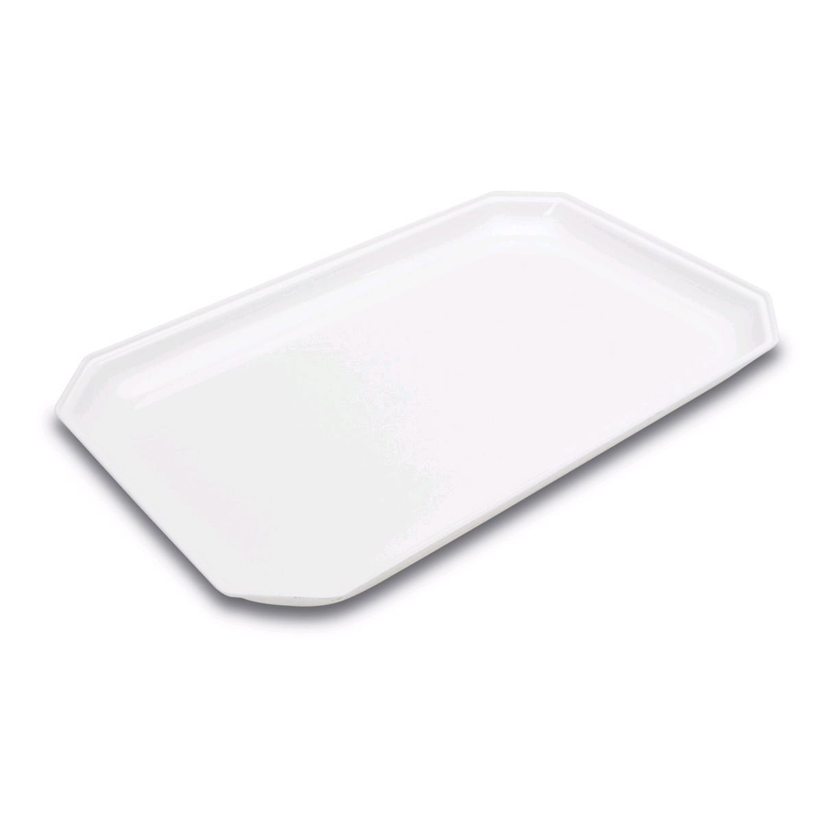 Delfin 15x10x1 in. Rectangular Cut Corner Acrylic White Shallow Tray ...