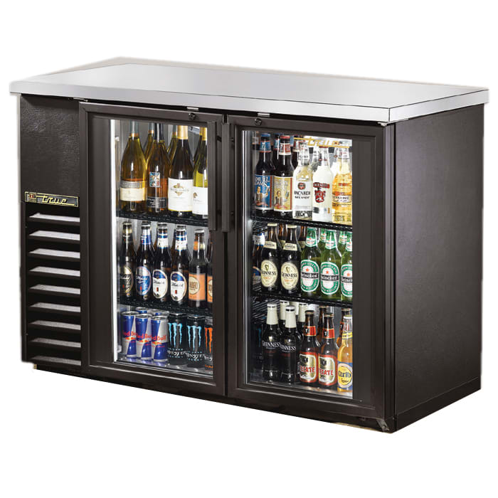 True TBB-24-48G-LD Black 2-Glass Door Back Bar Cooler For (48) 6-Packs ...