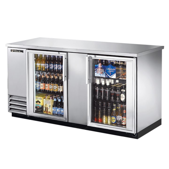 True® Stainless Steel 2-Glass Door Back Bar Cooler f/ 161 6-Packs ...