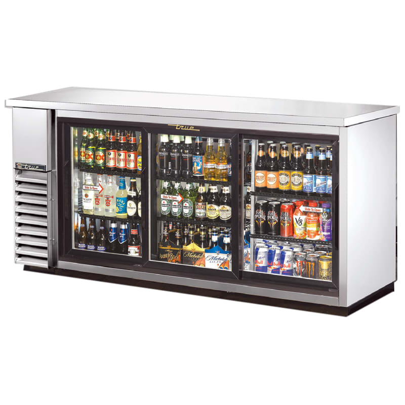 True TBB-24-72G-SD-S-LD S/S Back Bar Cooler for (76) 6-Packs | Wasserstrom