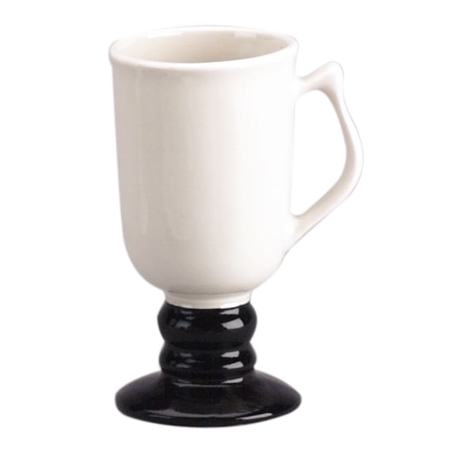 Hall® China White 8 Oz. Coffee Mug with Black Foot | Wasserstrom
