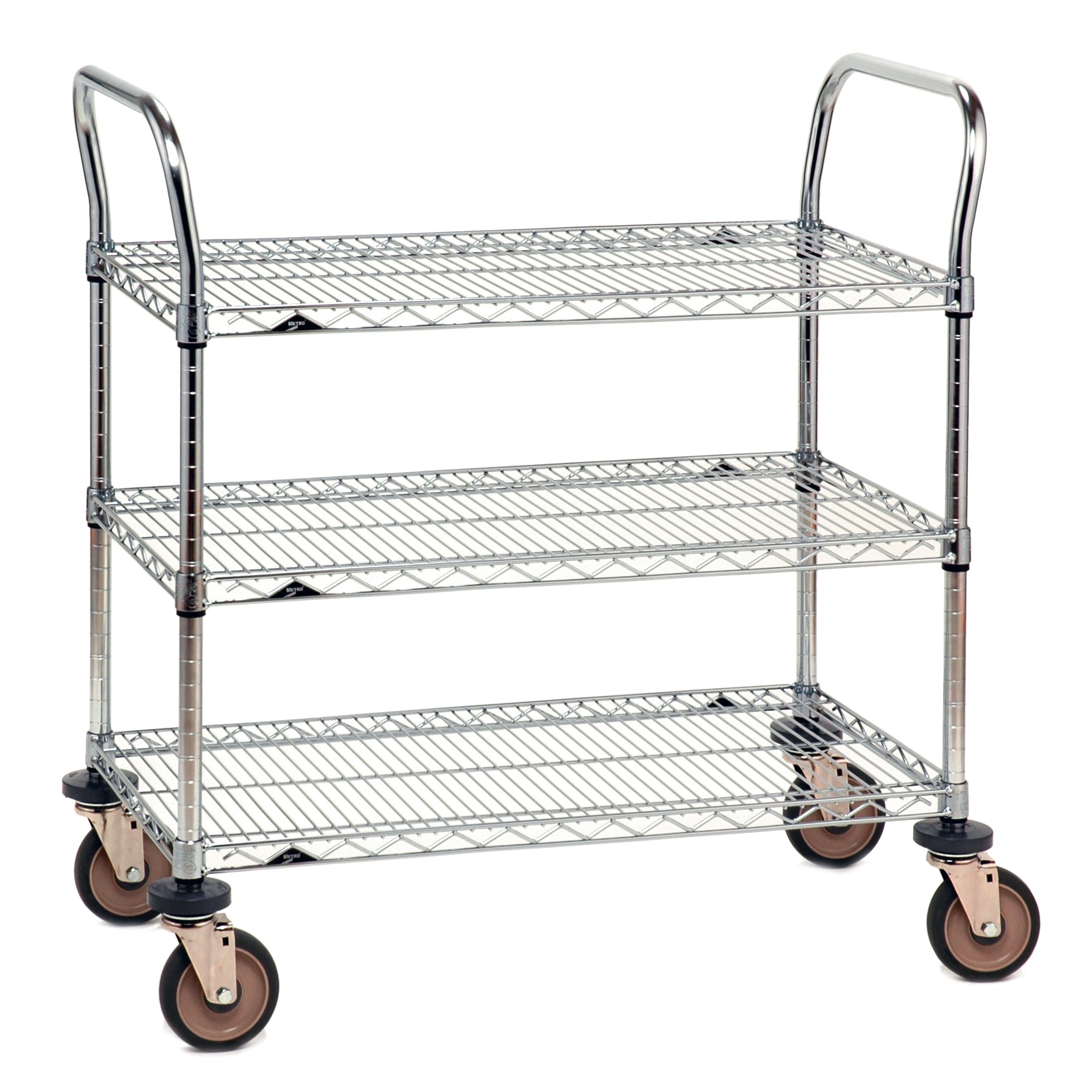 Metro® SP Series 21 x 36 In. Chrome Finish Cart w/ 3-Wire Shelves ...