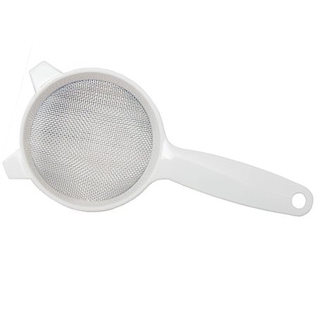 S/S Mesh Strainer w/ White Plastic Handle,3" | Wasserstrom
