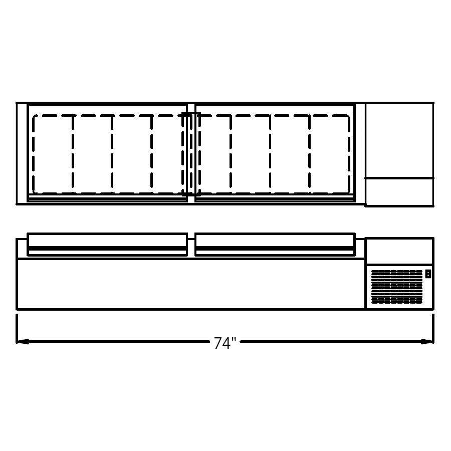 Randell® CR9074 Refrigerated Countertop 74" Condiment Rail | Wasserstrom