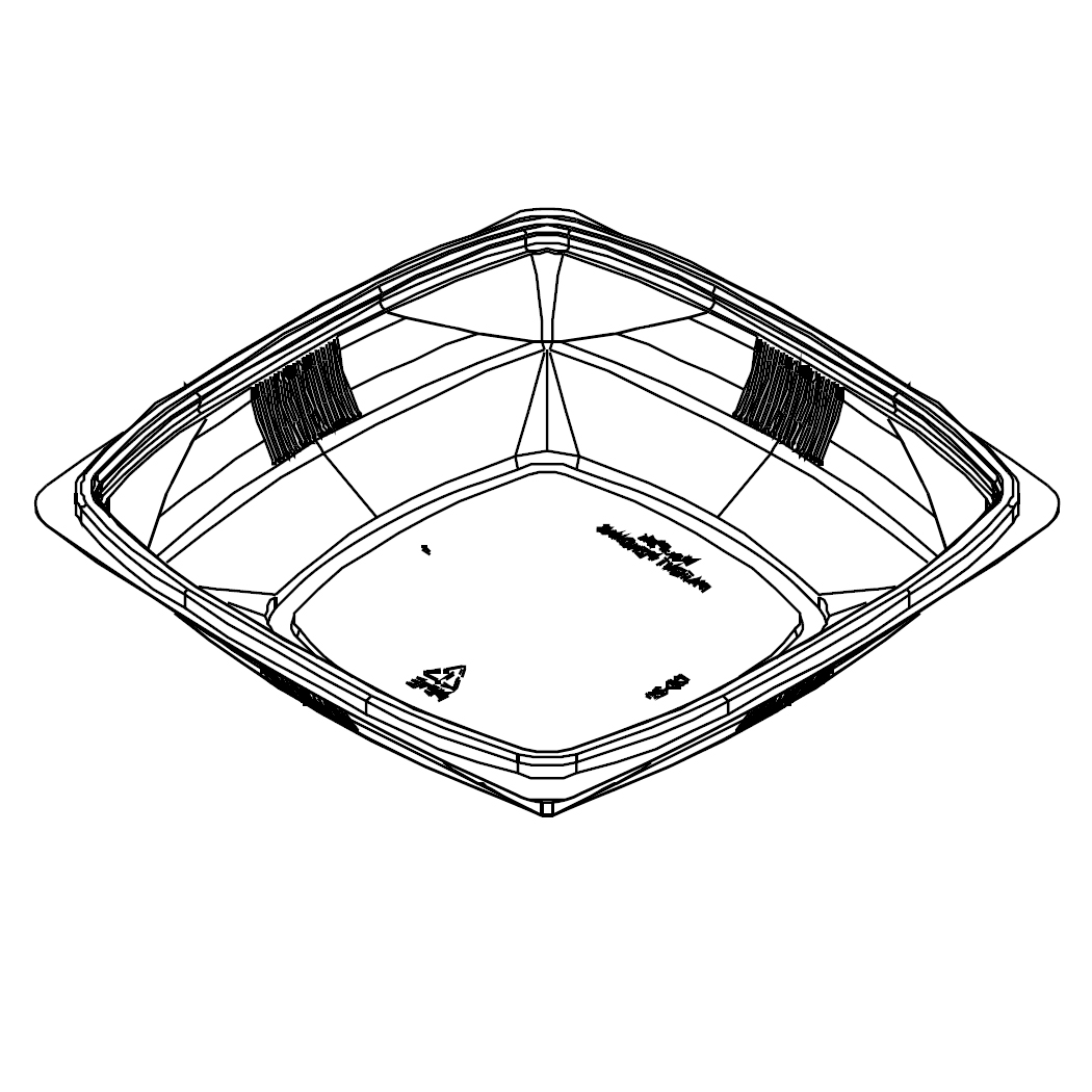 Par-Pak 5FF064-BK 9" Square Black Plastic 64 Oz. Bowl - 150 / CS ...