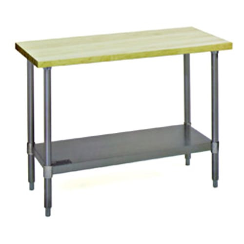 Eagle® MT3096B Maple Top 30" x 96" Table with Shelf | Wasserstrom