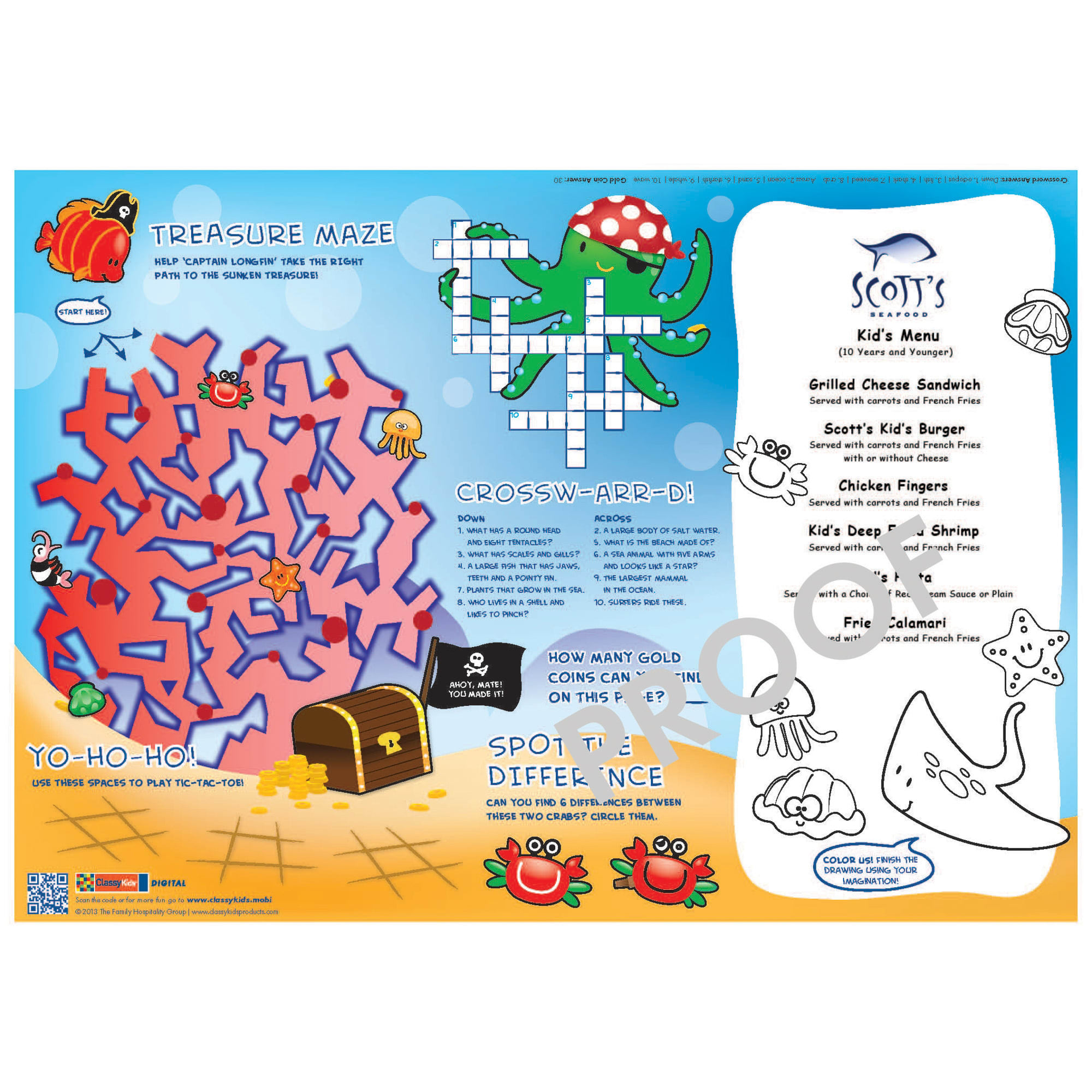 Family Hospitality 310-SEA1 Undersea Theme Paper Placemats - 1000 / CS ...