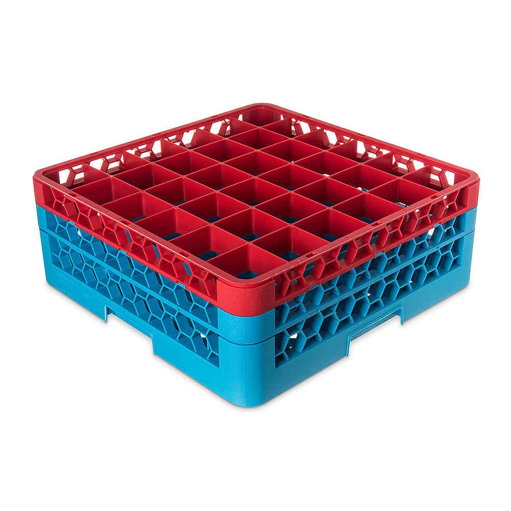 Carlisle RG36-2C410 Red/Blue 36 Cmpt Glass Rack with 2 Extenders ...
