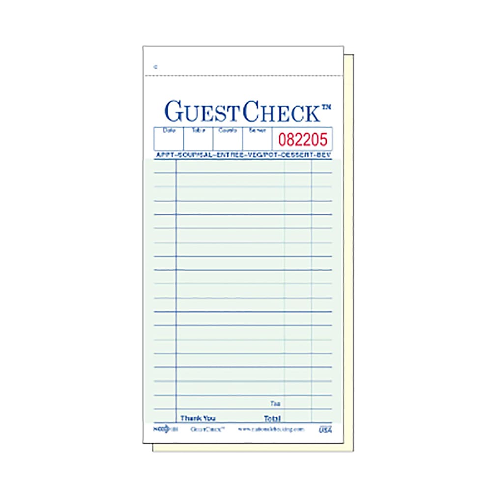 NCCO 108-50 Carbonless 2 Part 3.5 x 6.75 Guest Check - 50 / CS | Wasserstrom