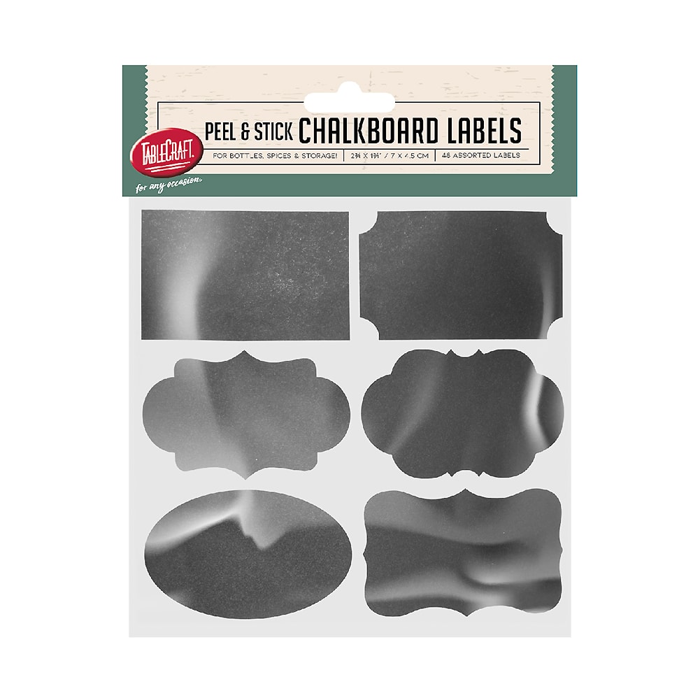 TableCraft CBSLA12 Black Assorted Shapes Chalkboard Label - 48 / PK ...