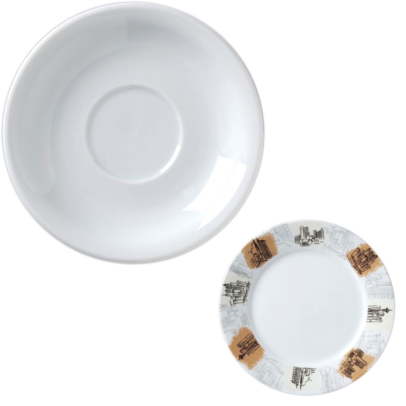 Vertex® Argyle City Scapes 6 In Wide Rim Saucer w/ Rolled Edge ...