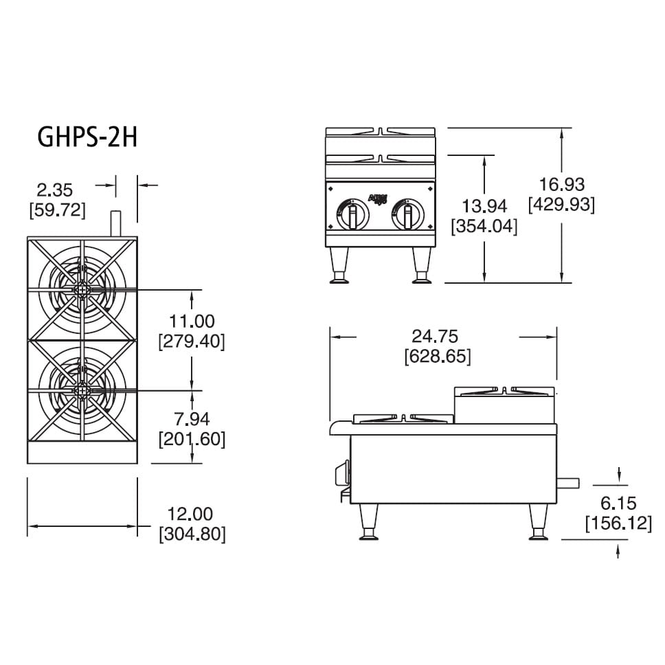 APW Wyott GHPS-2I Champion Gas (2) 30000 BTU Step-Up Burner Hot Plate ...