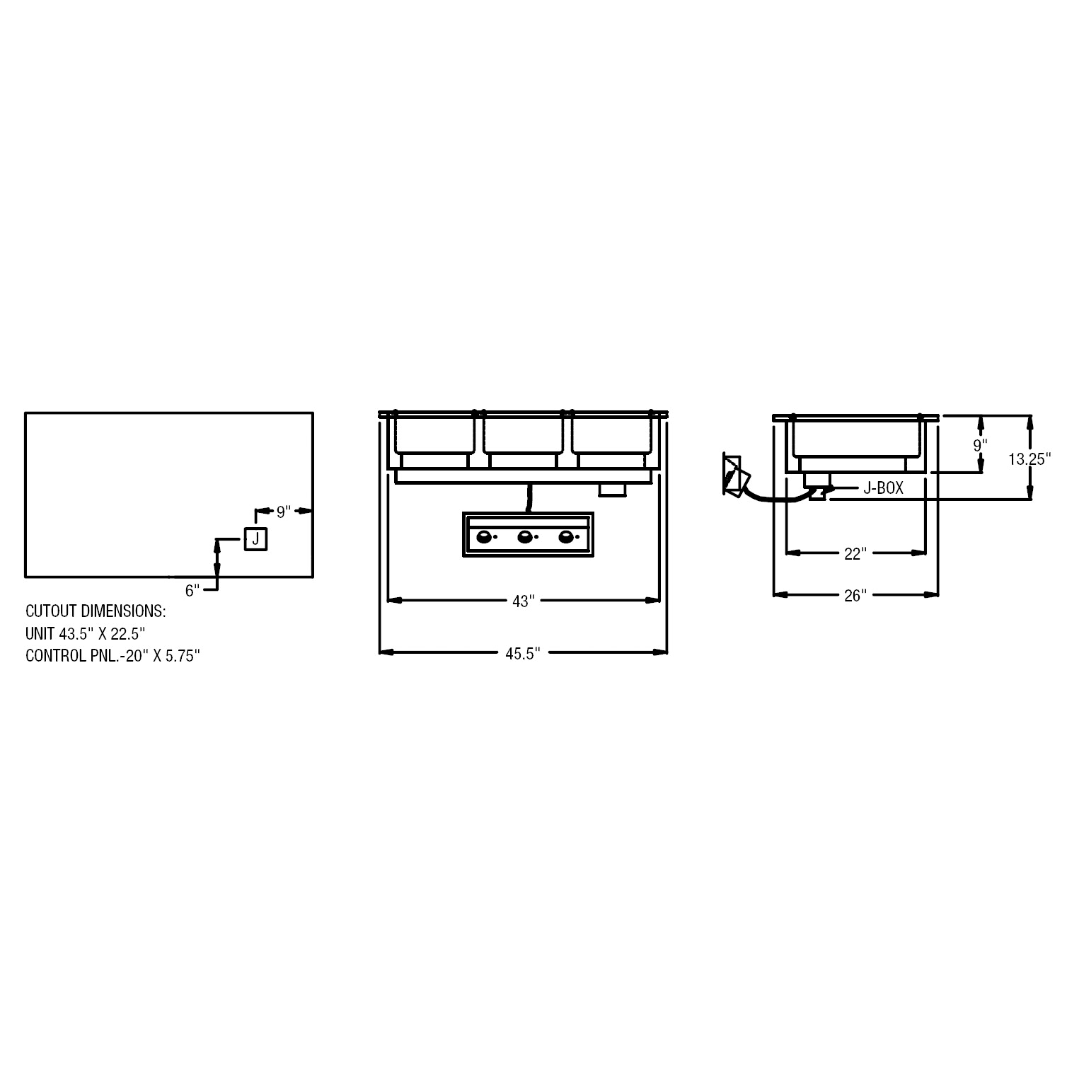 Randell® 95603-208DMZ Drop-In 3 Pan Size Hot Food Table | Wasserstrom