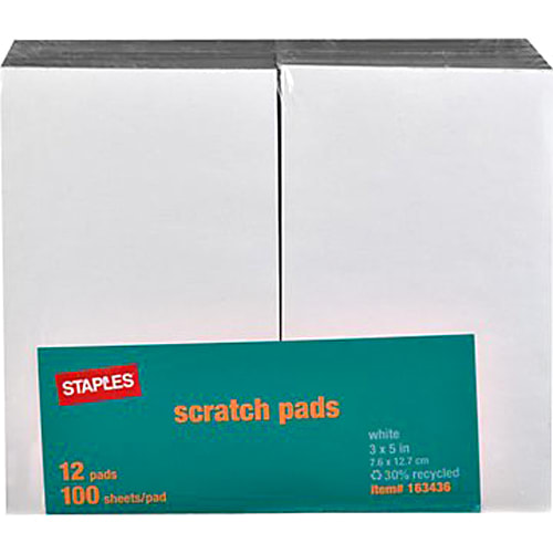 Staples® Advantage 163436 3" x 5" Scratch Pad - Dozen | Wasserstrom