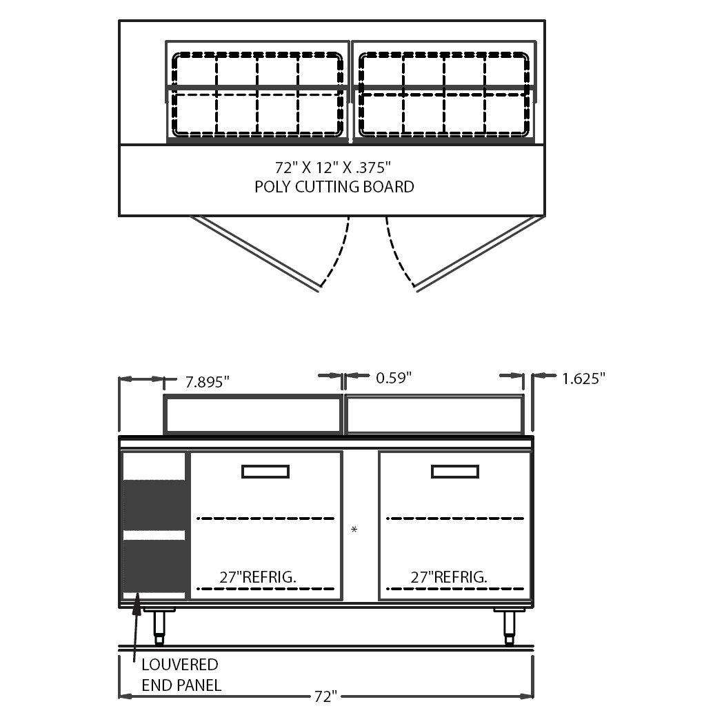 Randell® 9230-32-7 Refrigerated 72" 2-Door Sandwich Counter | Wasserstrom