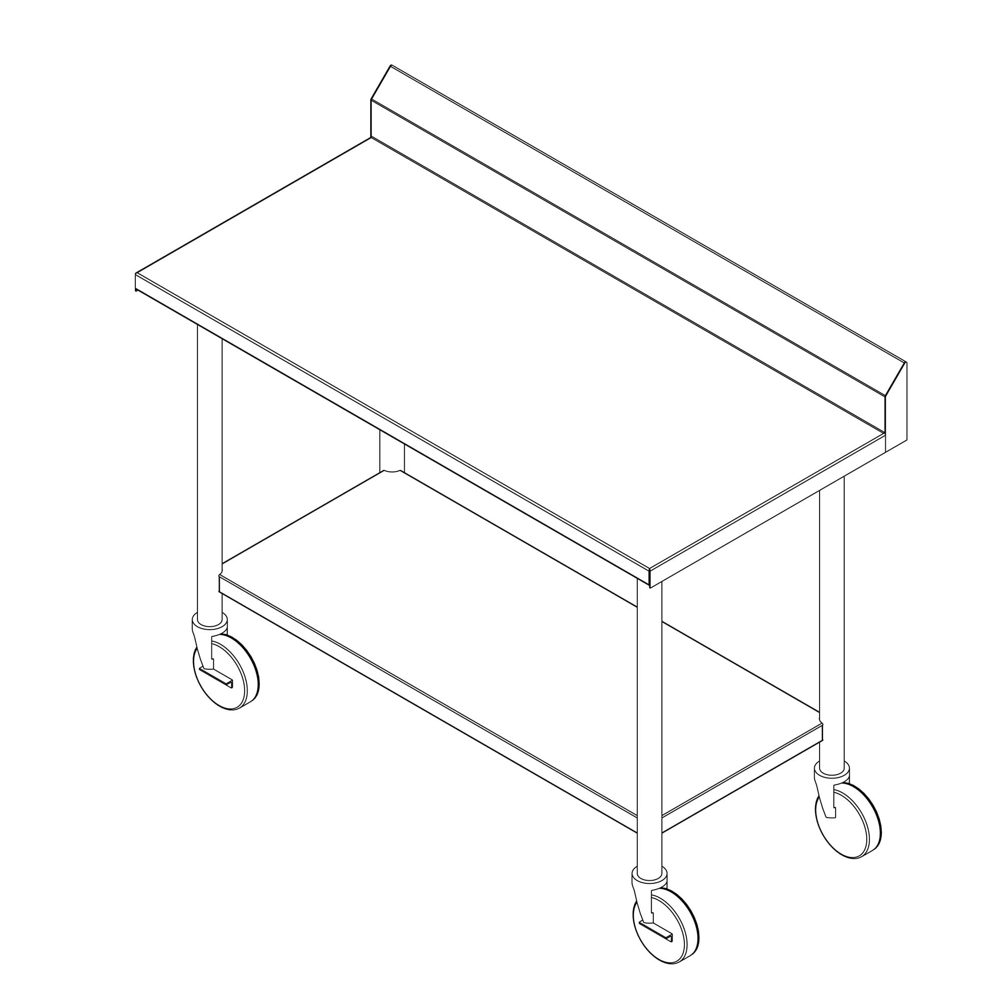 Amtekco AWT-248-SBSC S/S 24" x 48" Work Table With Casters | Wasserstrom