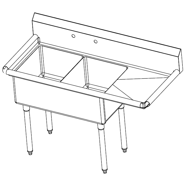 Amteko 2-Compartment Sink w/ 2 Drain Boards, 18 x 18 x 11" | Wasserstrom