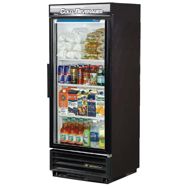 True® GDM-12 COLD BEV SIGN Black Glass Door Refrigerator | Wasserstrom