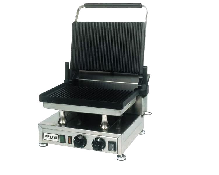 Single 1840W Velox Panini Grill w/ Grooved Cooking Surfaces, 120V ...