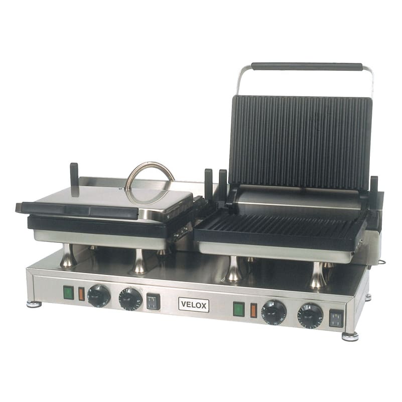 Double 4800W Velox Panini Grill w/ Grooved Cooking Surfaces, 208-240V ...