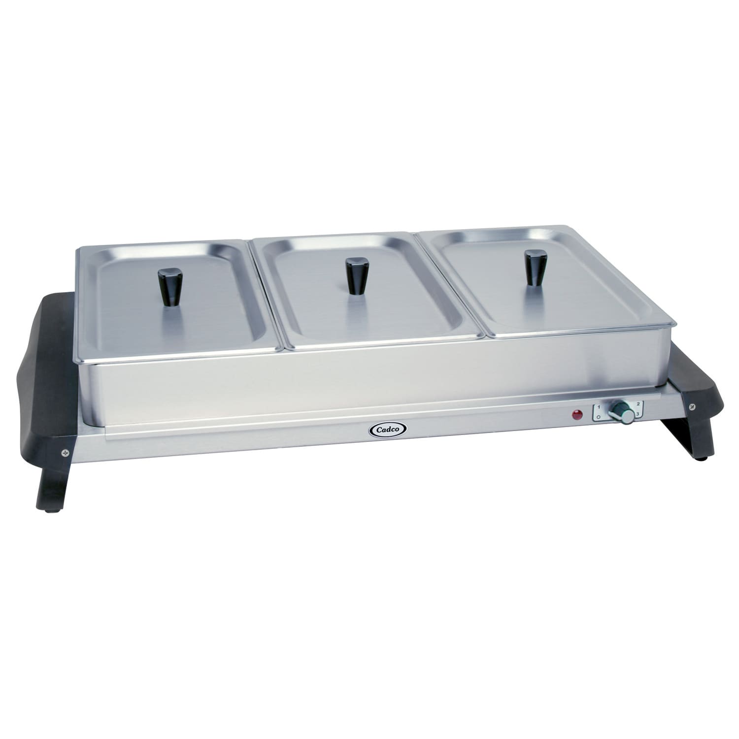 Cadco WTBS-3 Stainless Steel Triple Buffet Sever with Stainless Lids ...