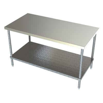 Aero 36" x 60" S/S Deluxe Work Table w/ Galvanized Shelf | Wasserstrom