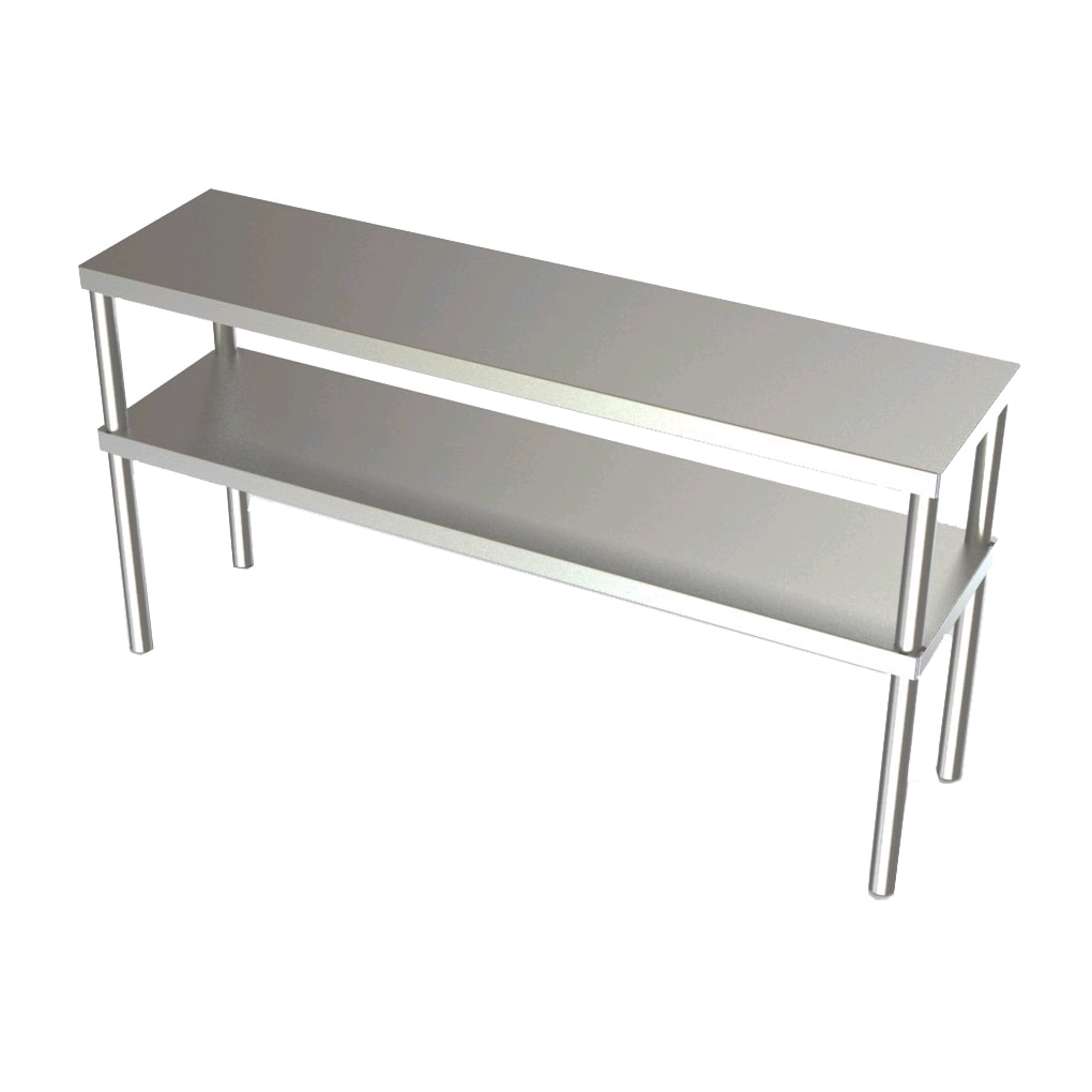 Aero 15" x 96" S/S Double Deck Table Mounted Overshelf | Wasserstrom